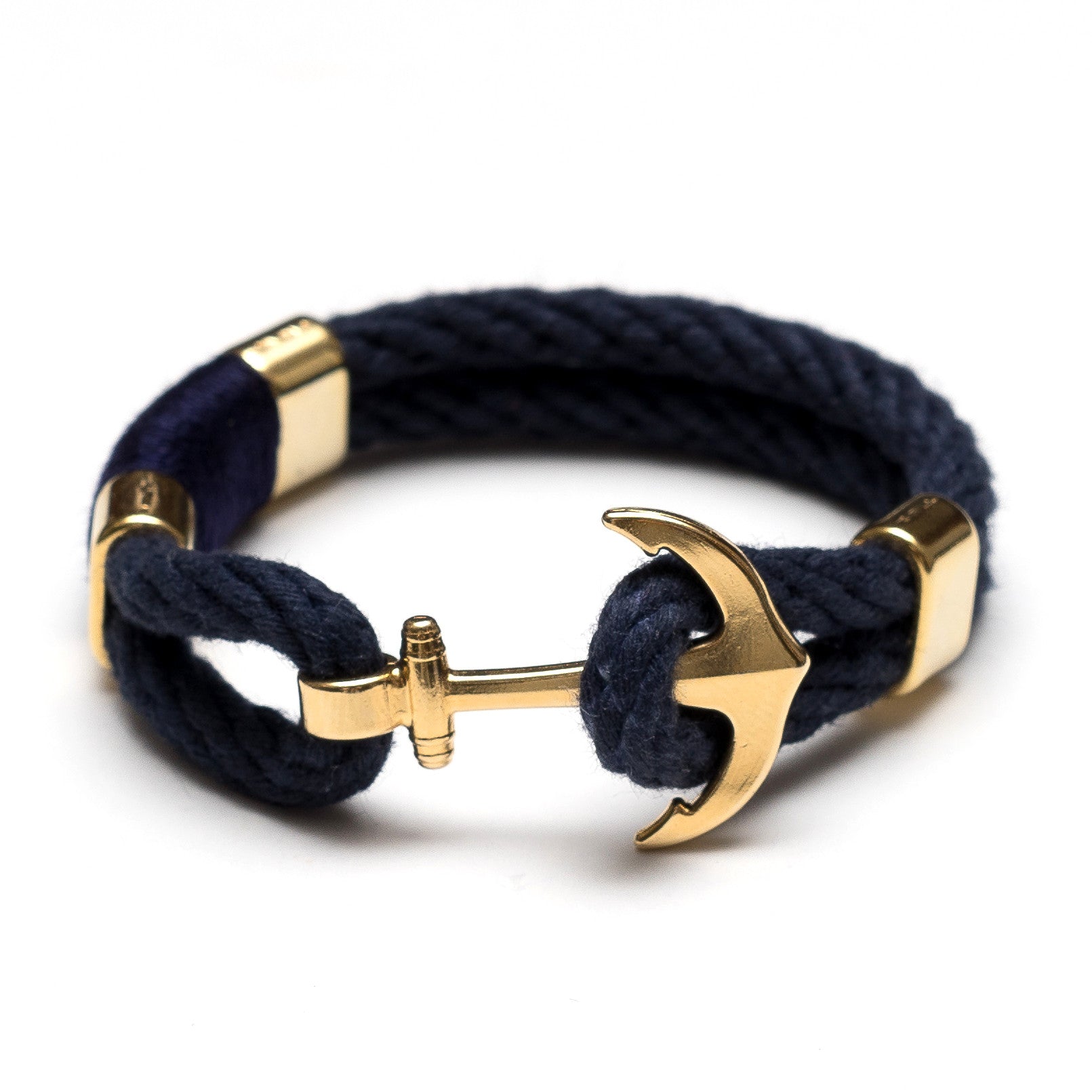 Nautical Navy Blue Rope & Gold Anchor Bracelet - Allison Cole Jewelry